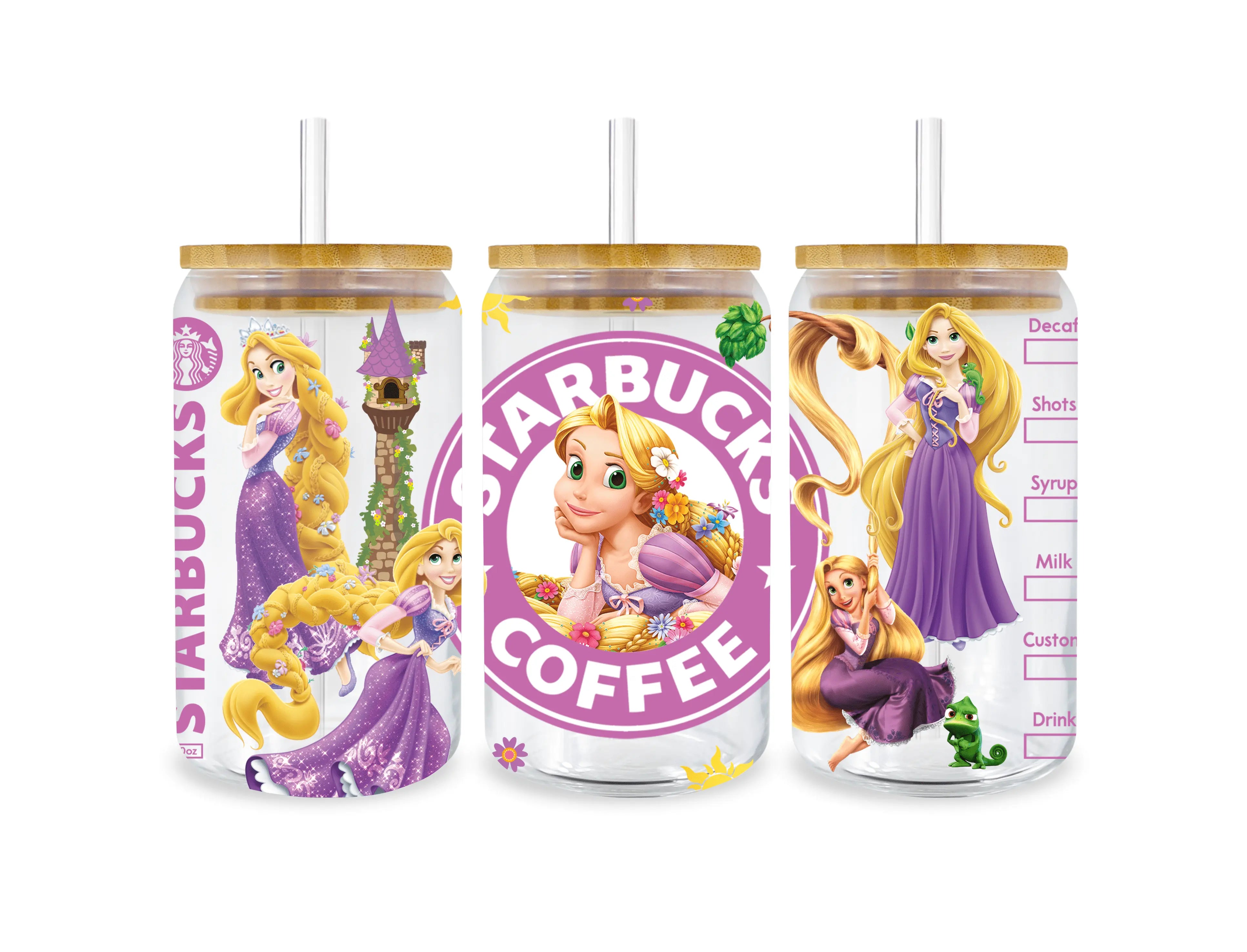 Tangled Rapunzel Glass Cup Wrap V1 | DTF Dallas