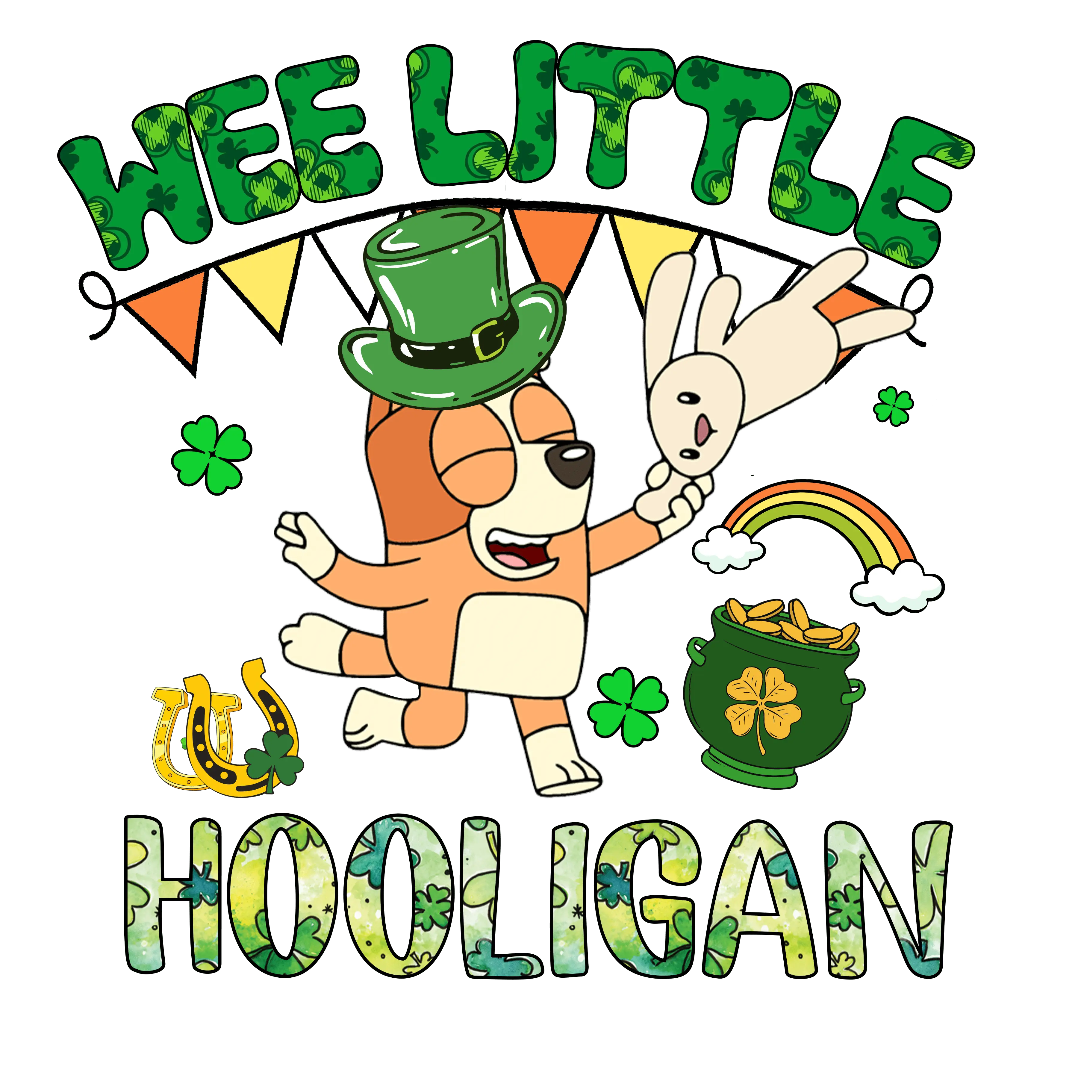 Bluey Happy St. Patrick's Day Design | DTF Dallas