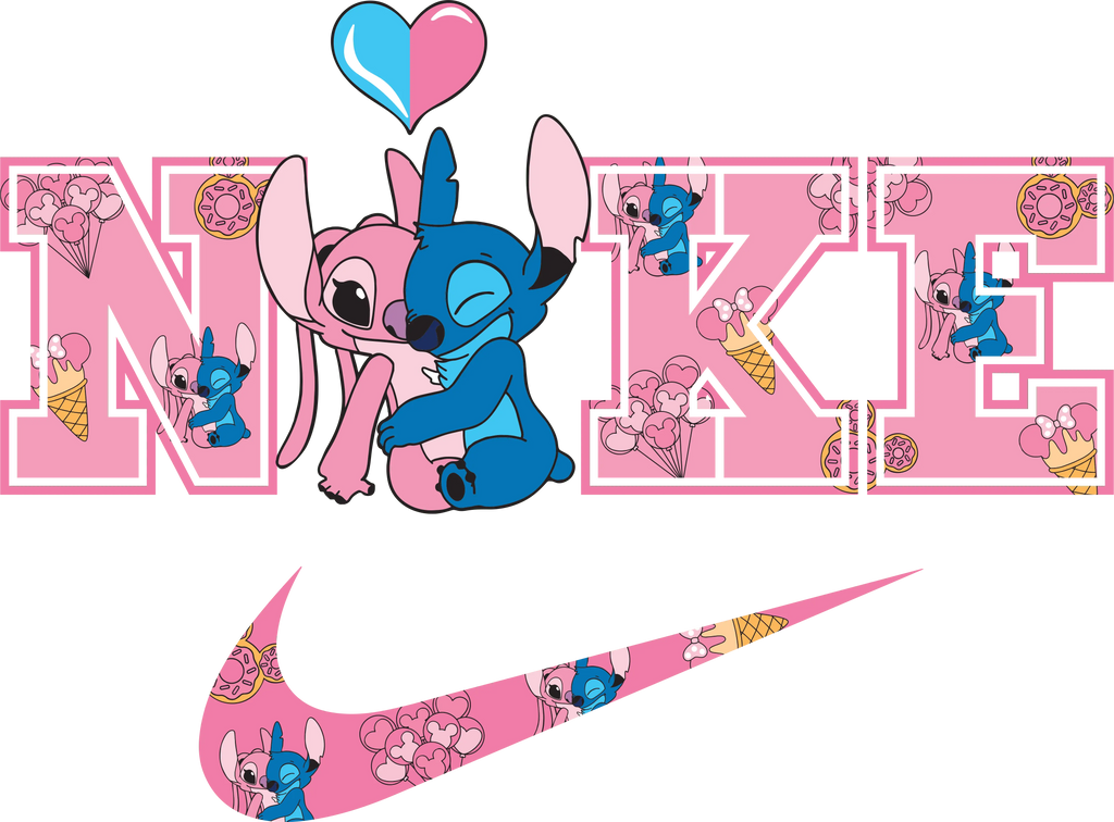 Lilo And Stitch Nike Valentine's Day Couple Design - DTF Ready To Pres ...