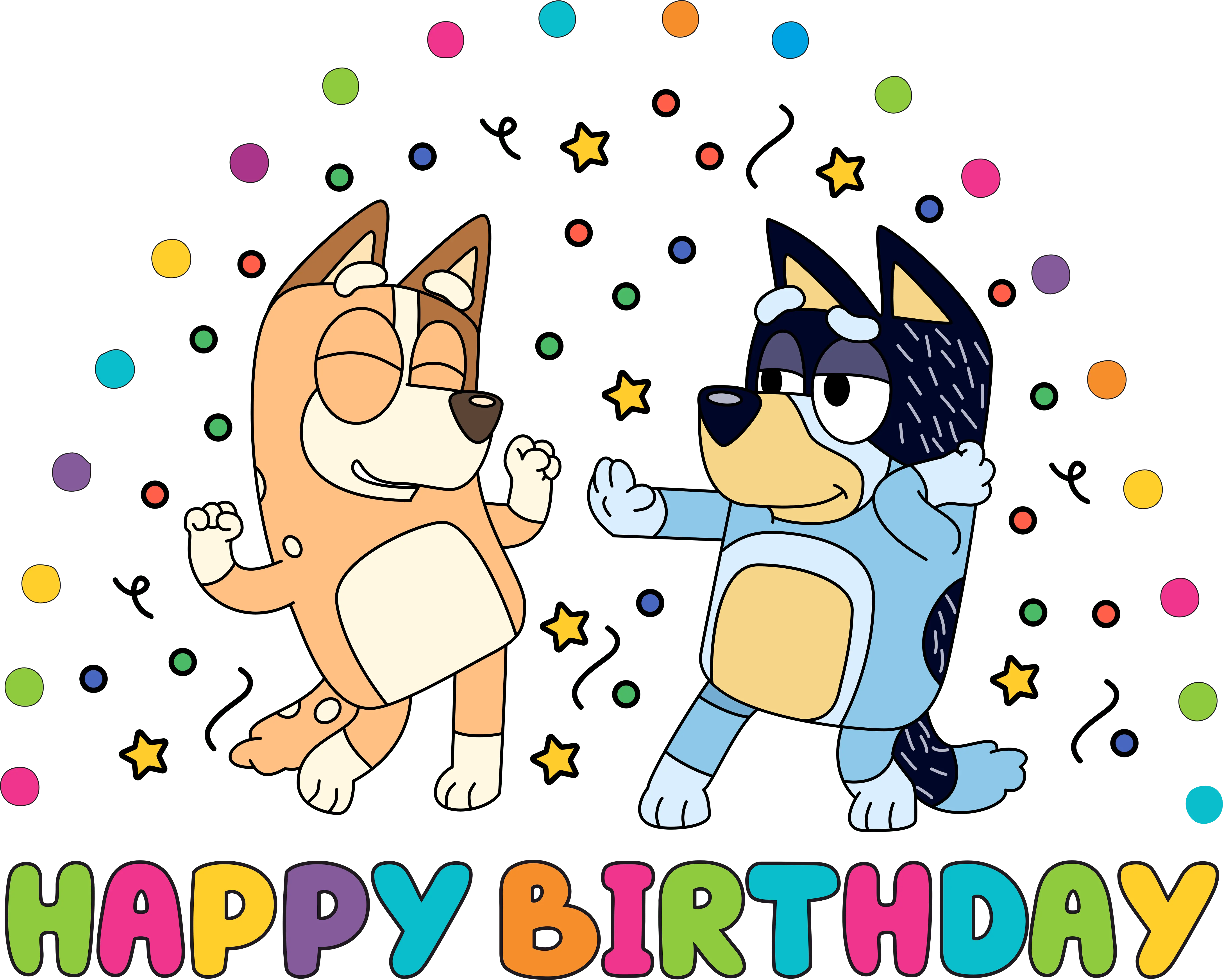 Bluey & Bingo Happy Birthday DTF Transfer | DTF Dallas
