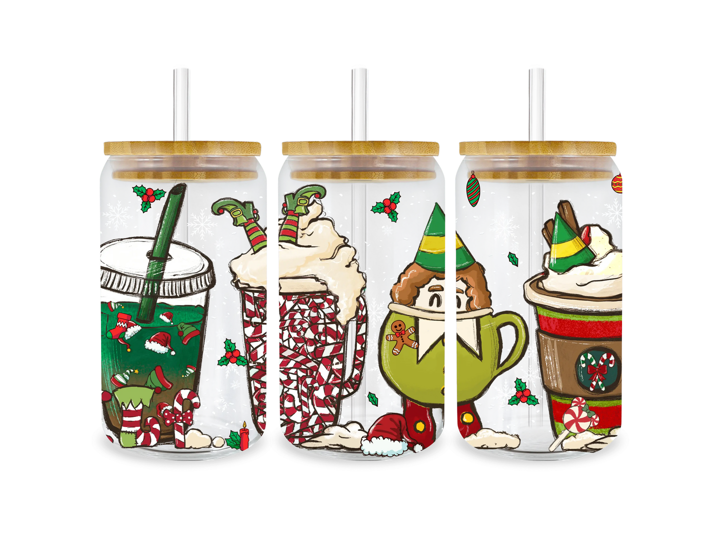 UV DTF 16 Oz Libbey Glass Cup Wrap - Christmas Elf – DTF Dallas