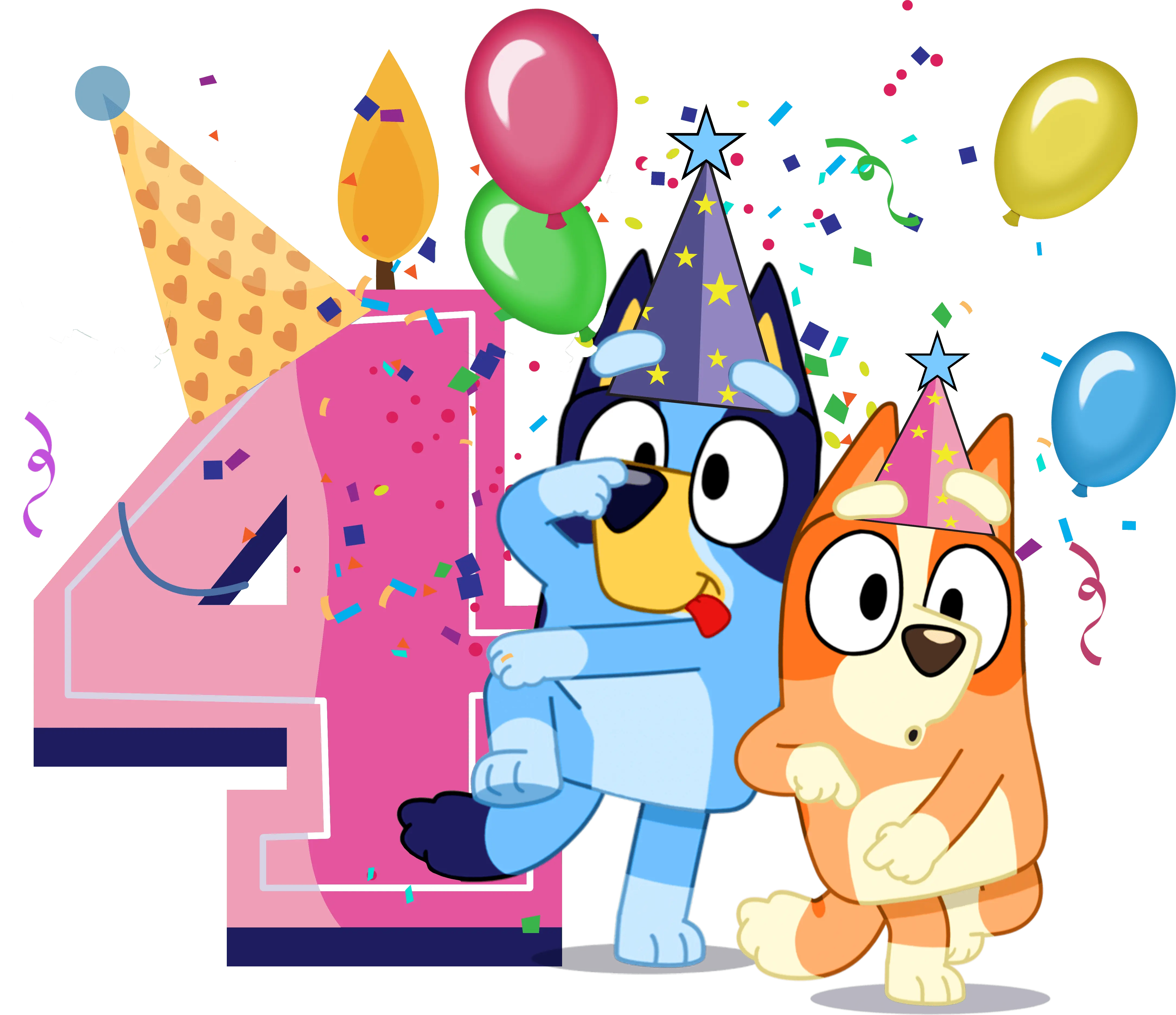 Bluey 4th Birthday Girl Design - DTF Ready To Press – DTF Dallas