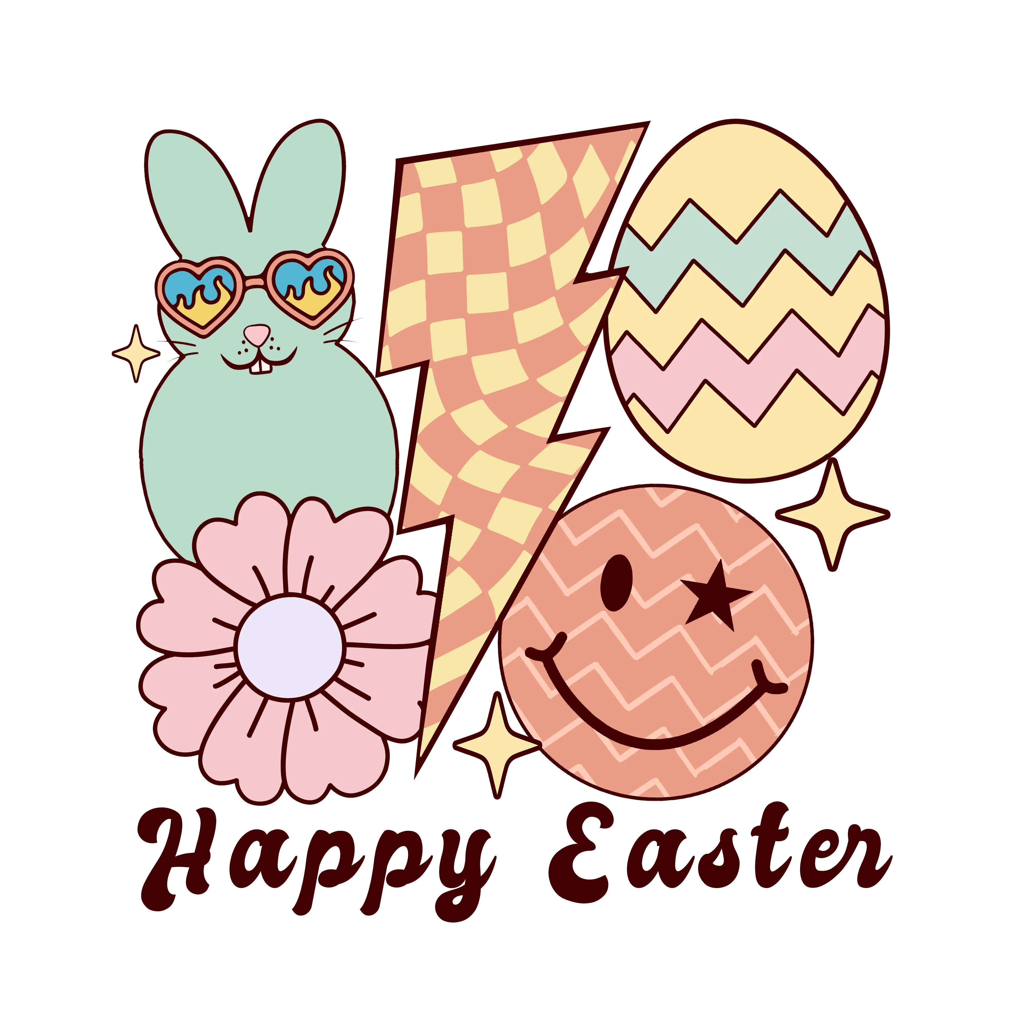 Happy Easter Smiley Design - DTF Ready To Press – DTF Dallas