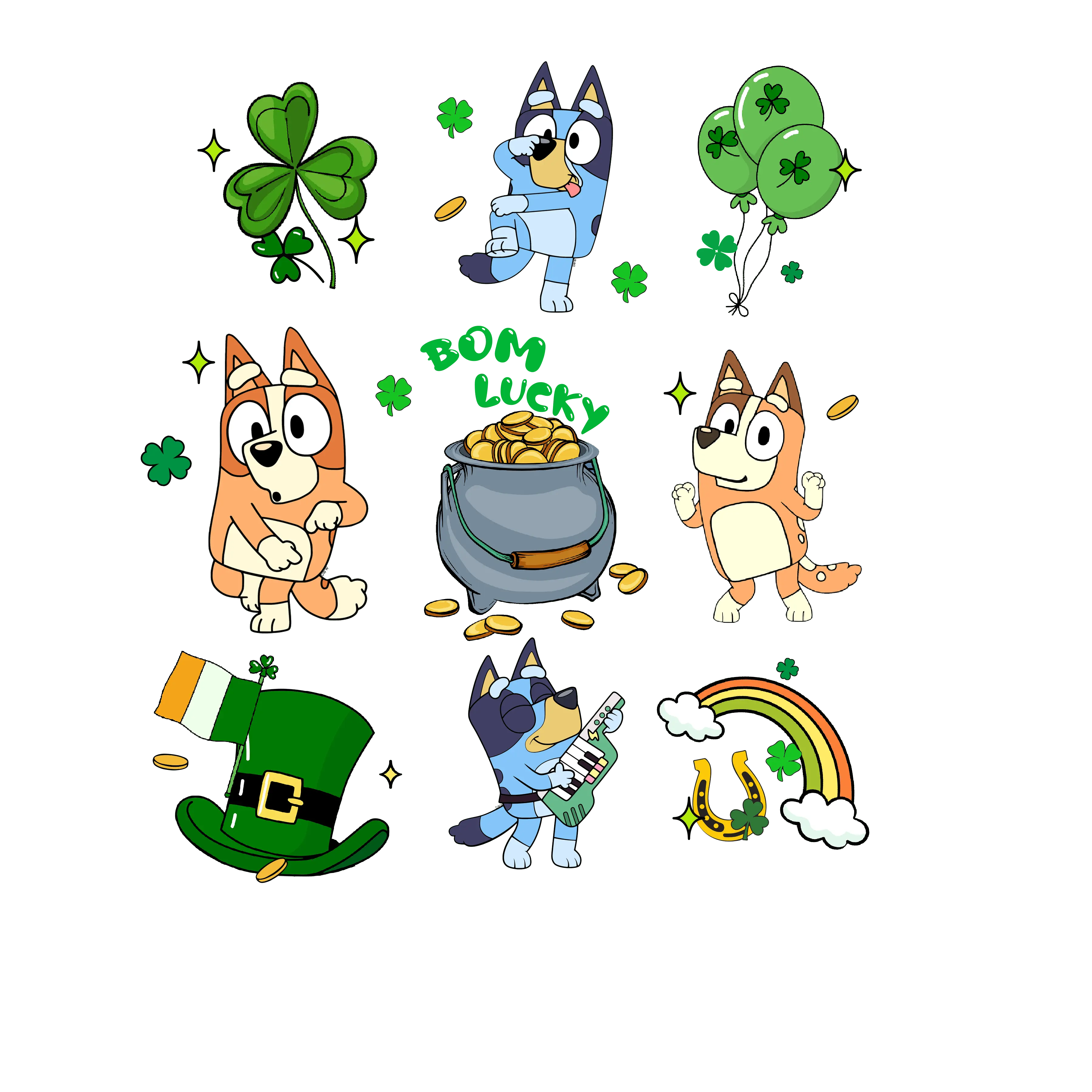Bluey Celebrates St Patrick's Day - DTF Ready To Press – DTF Dallas
