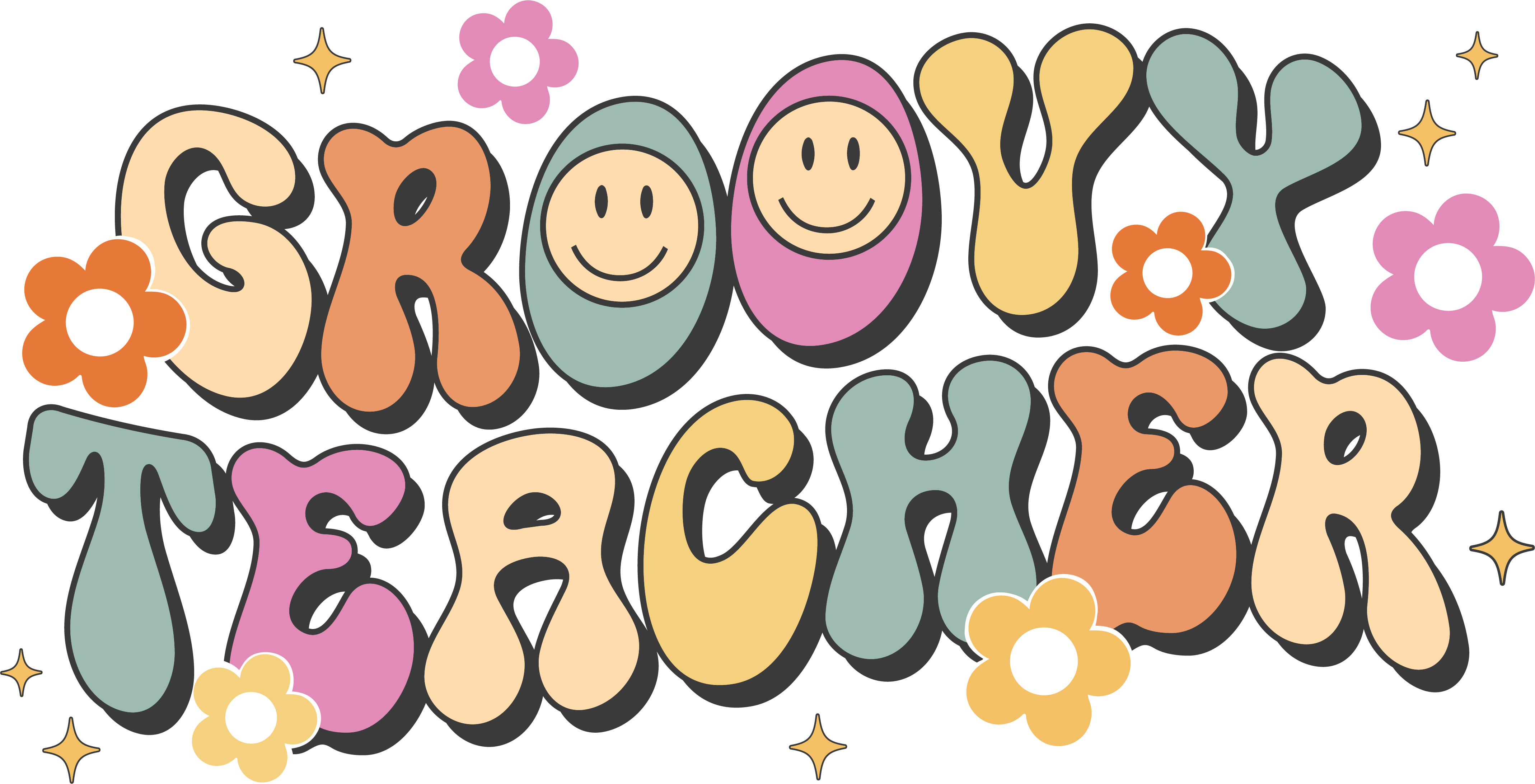 Groovy Teacher Design - DTF Ready To Press – DTF Dallas