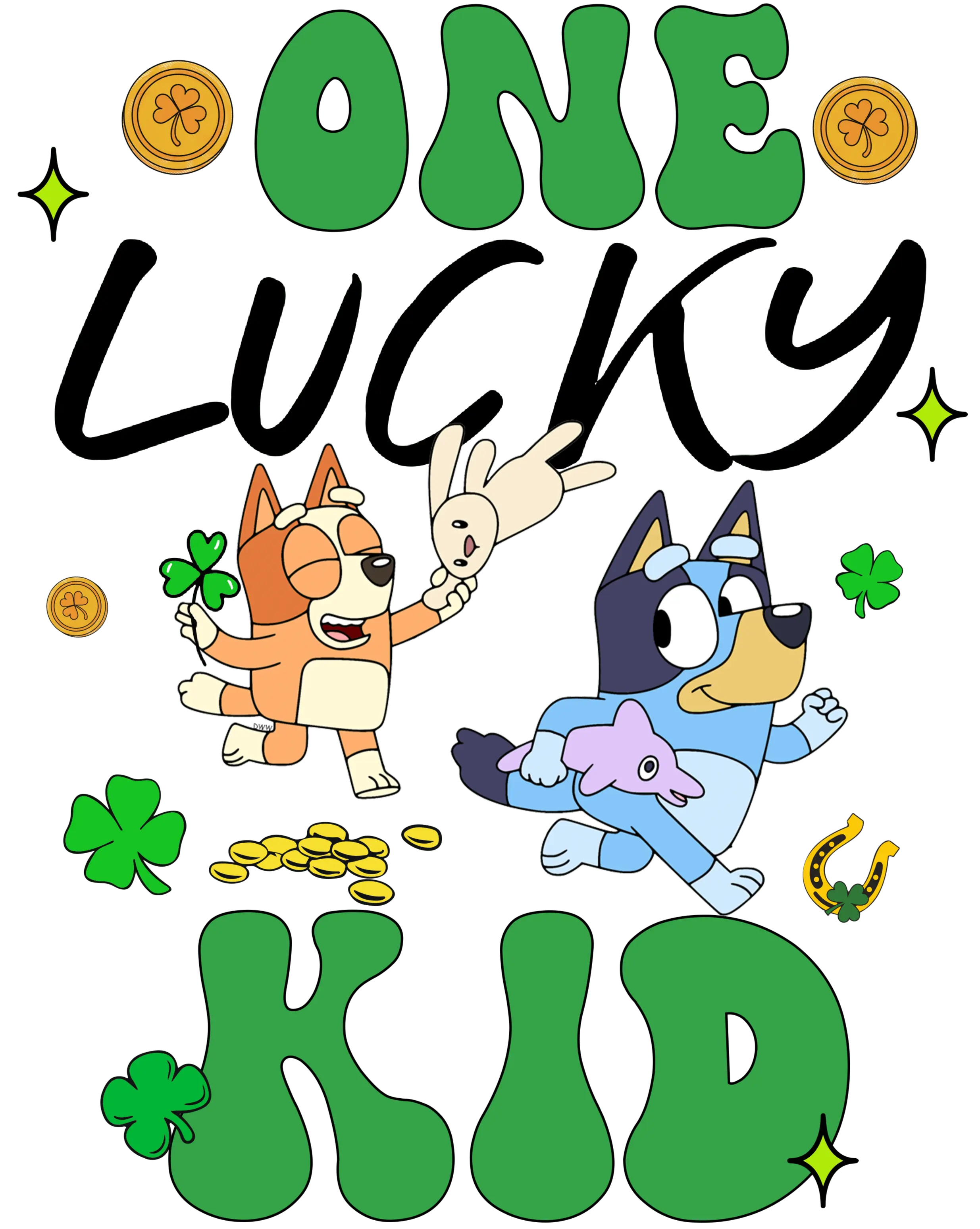 One Lucky Kid Bluey Patrick's Day - DTF Ready To Press – DTF Dallas