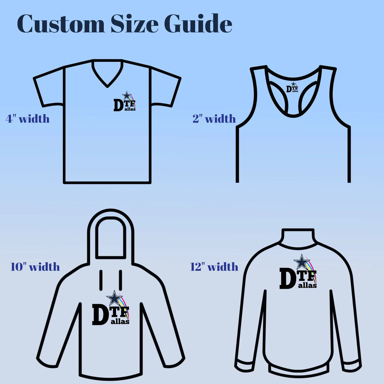 DTF Transfers by Size | Premium DTF Printing at DTF Dallas